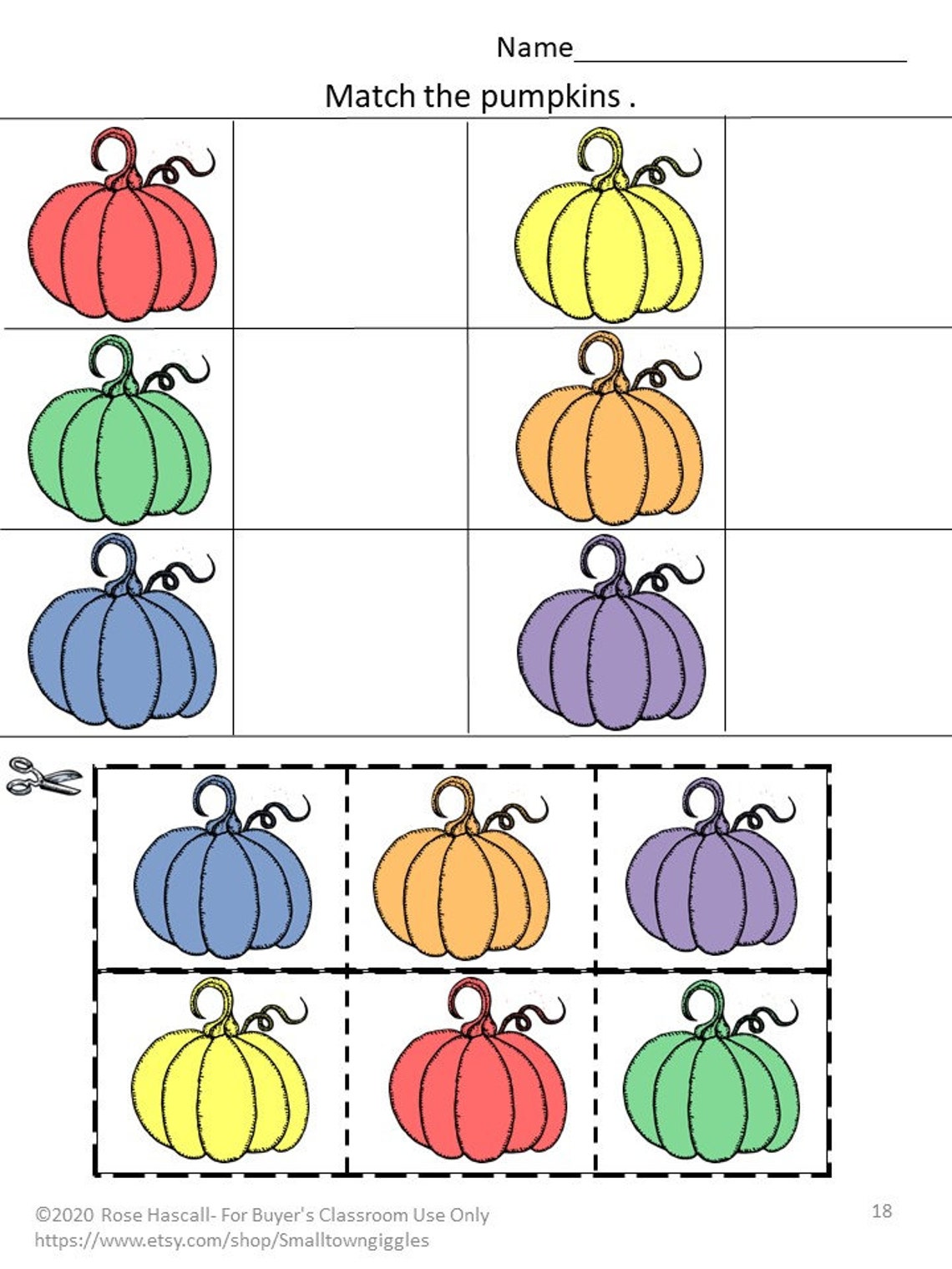 Color Matching, Cut and Paste Activities, Special Education Autism ...