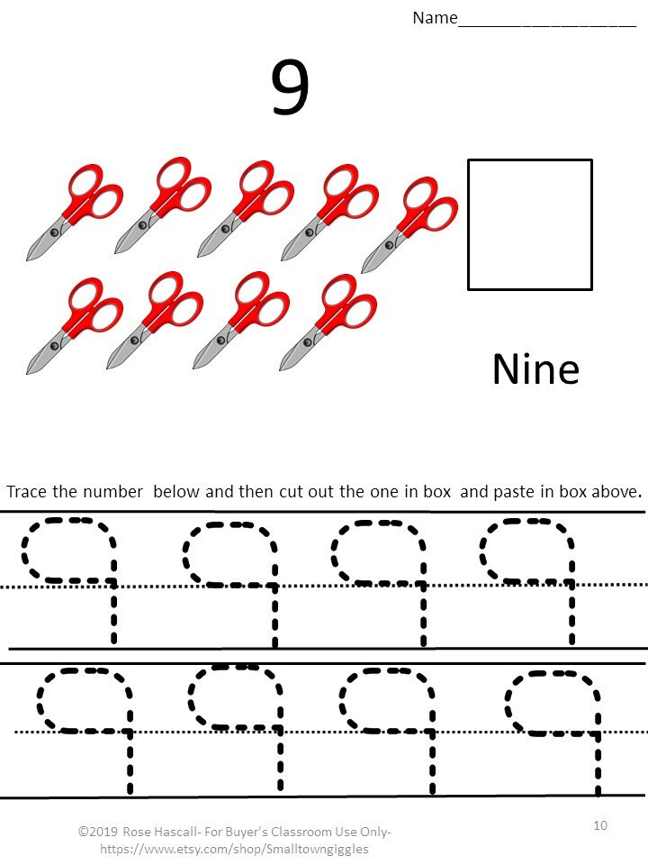 Number Tracing 1-10, Numbers Cut and Paste Worksheets,kindergarten ...