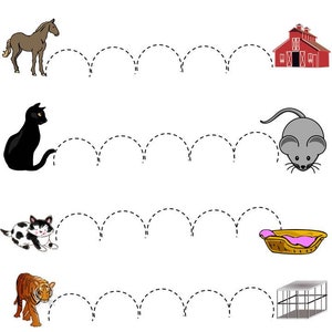 Animals Tracing Lines Worksheets Internet Activities P-K,K, Special ...