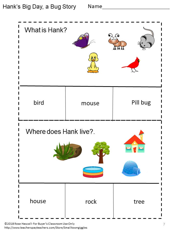 Hank’s Big Day Story of a Bug Book Study Digital Download Pre-k K First ...