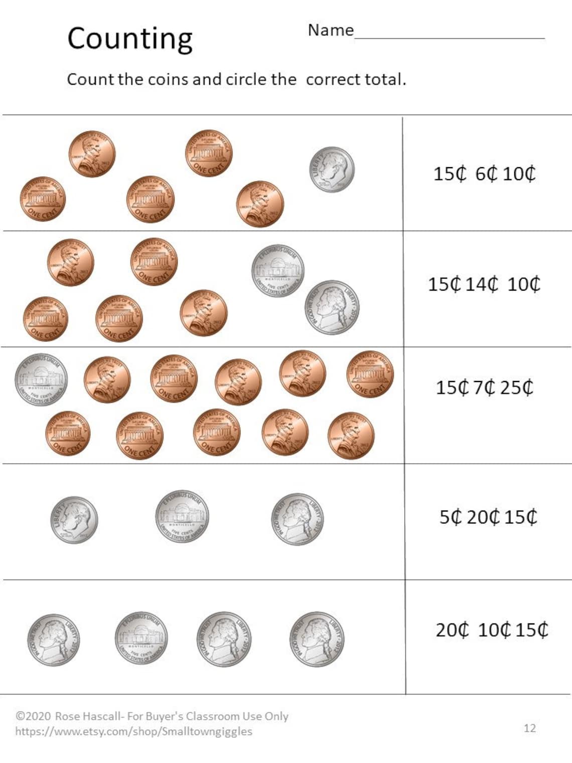 Coins Money Activities Counting Coins Identifying Coins Special ...