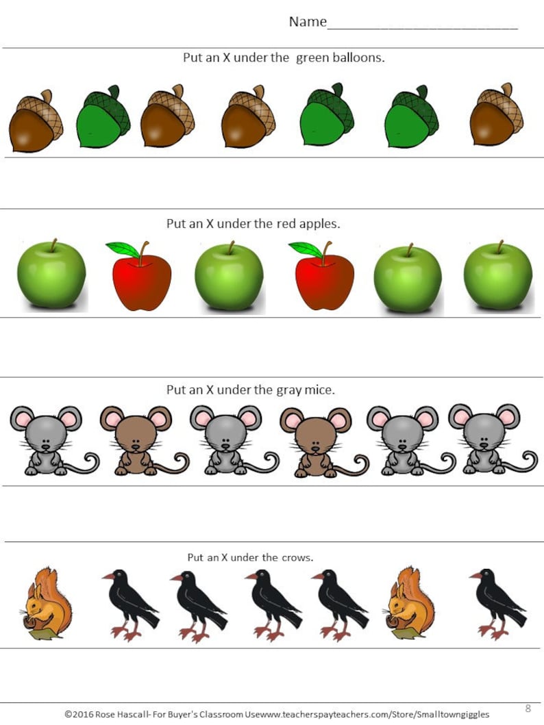 Fall Activities Sorting Printable Special Education Math Fine Motor ...