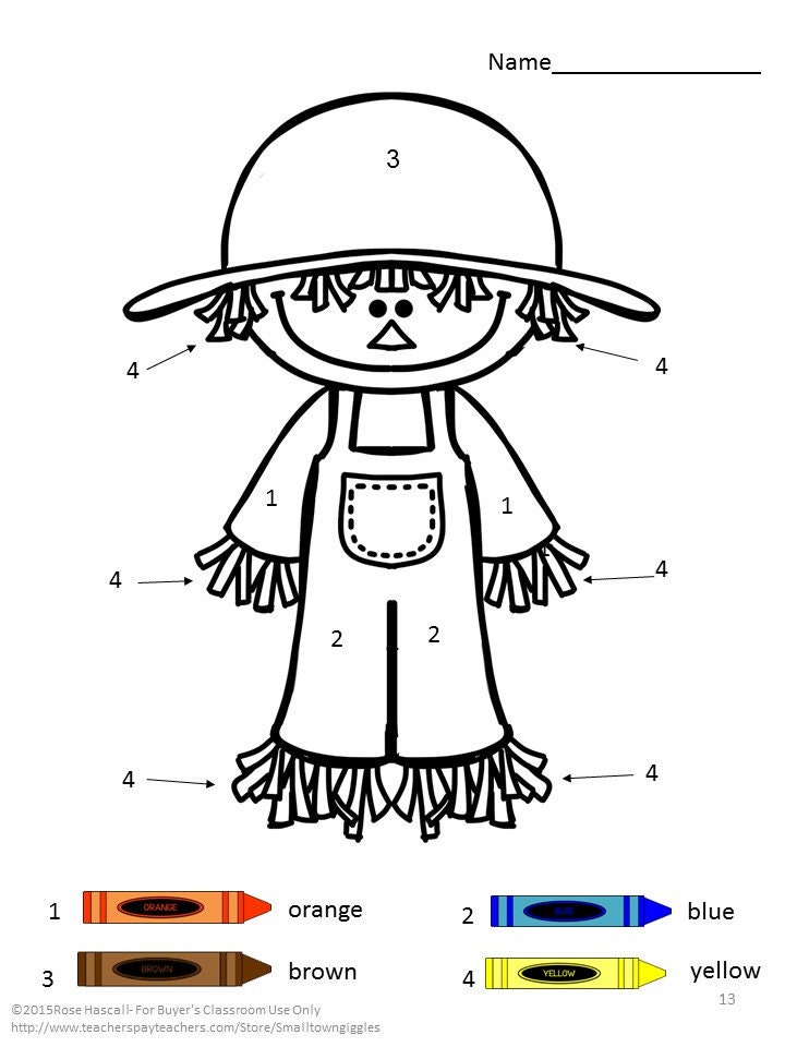 Scarecrow Color By Number Addition