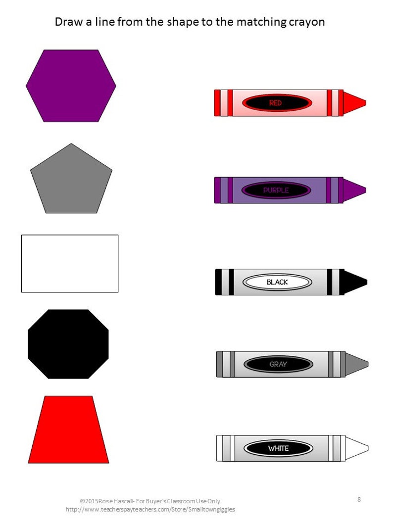 Shapes Matching Color Recognition P-K, K, Autism Activities Special ...