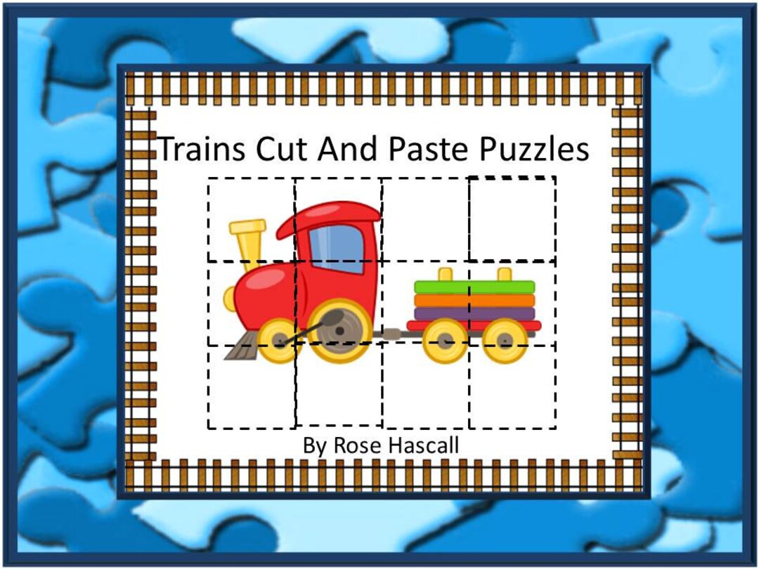 Trains Cut and Paste Puzzles - Etsy