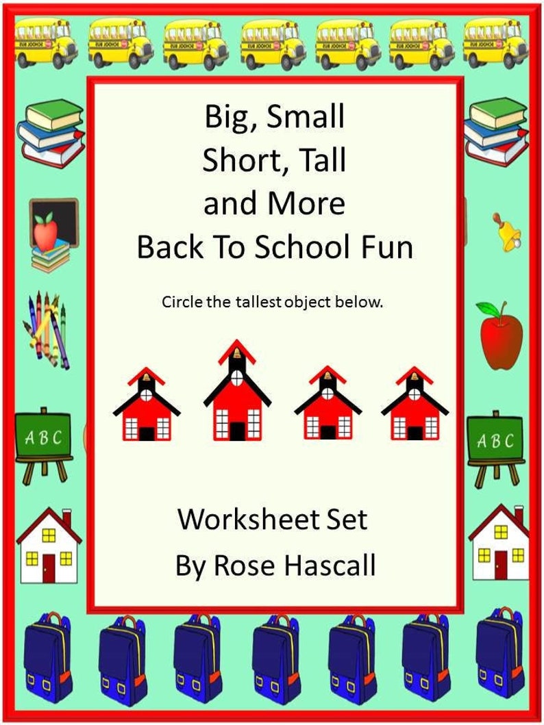 Big, Small, Short, Tall and More, NO PREP Math Center Worksheets ...