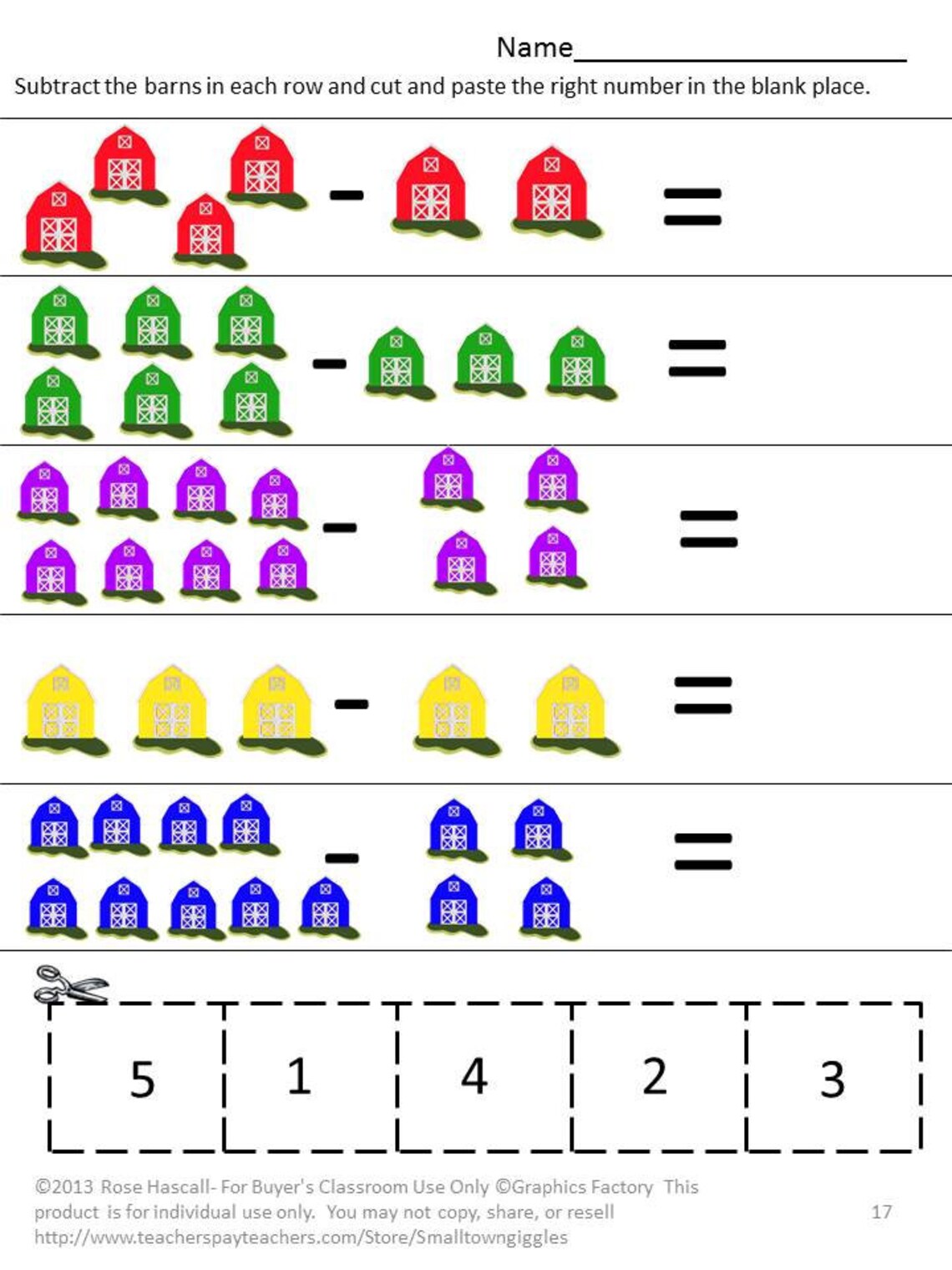 Farm Animals Kindergarten Special Education Autism Cut and Paste Fine ...