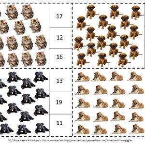 Dogs and Cats Count to 20 Count and Clip Cards, Printable Task Card ...
