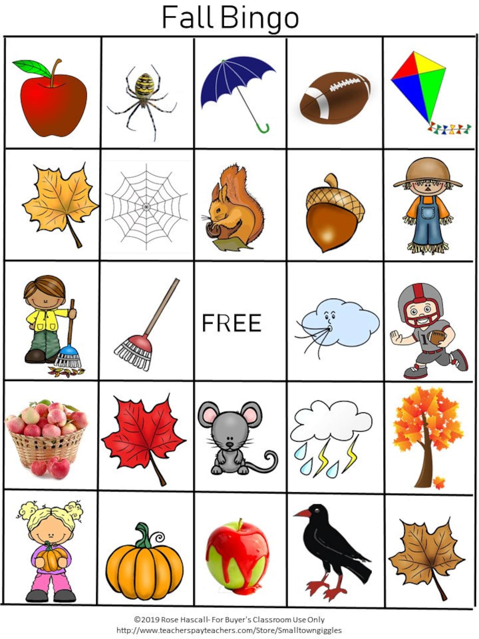 Autumn Fall BINGO Game, Listening Skills + Visual Discrimination ...