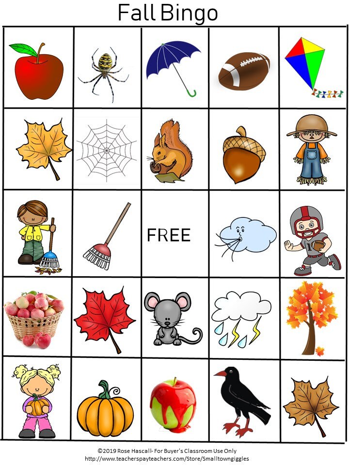 Autumn Fall BINGO Game, Listening Skills + Visual Discrimination ...