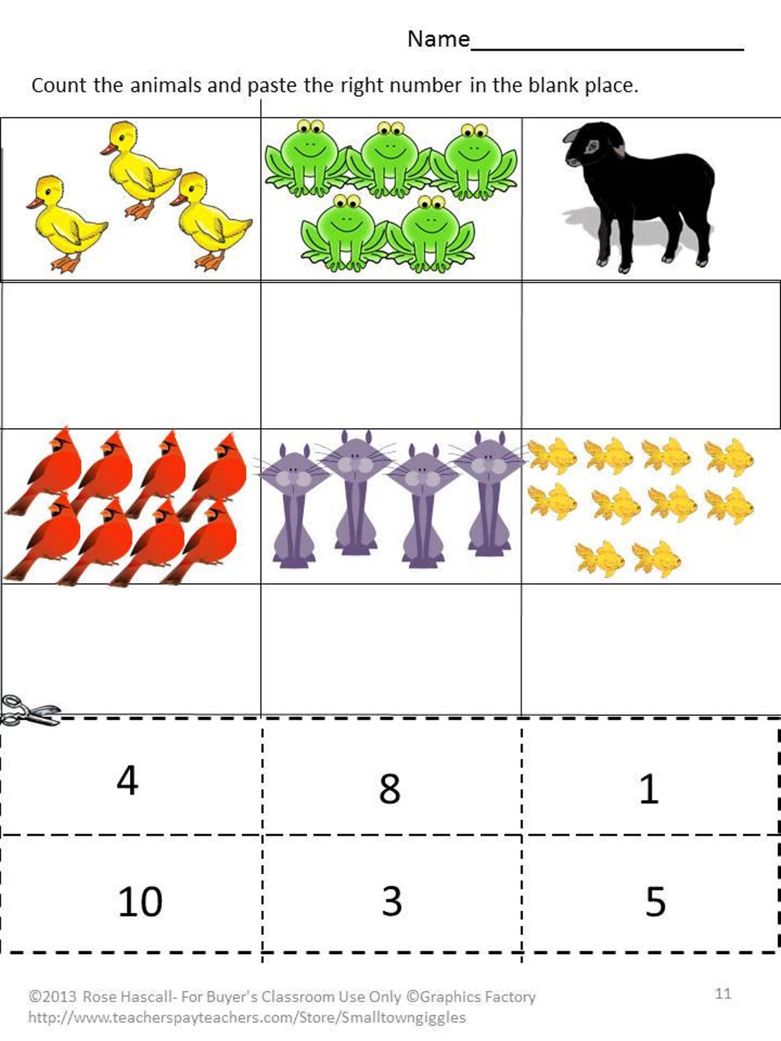 Brown Bear Cut and Paste Math and Literacy Fine Motor Skills Counting ...