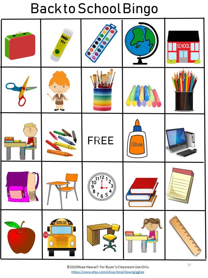 Back to School Bingo, Digital Download Printable Early Childhood ...