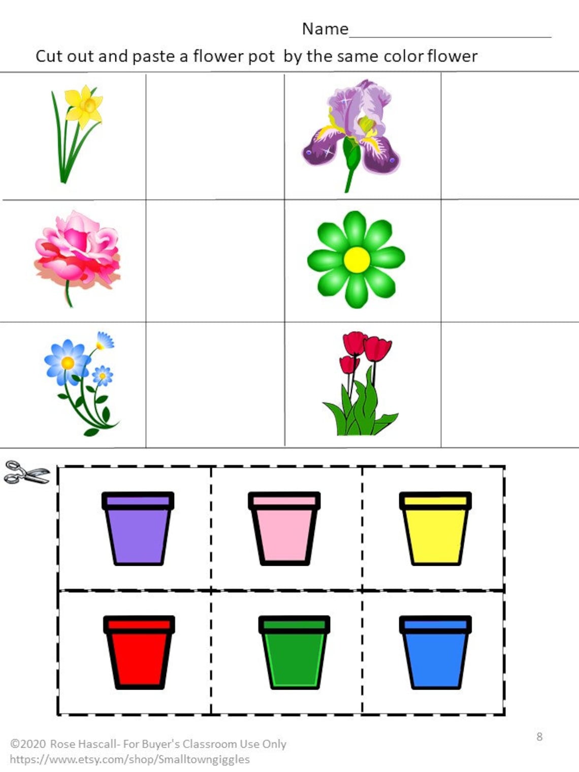 Color Matching, Cut and Paste Activities, Special Education Autism ...