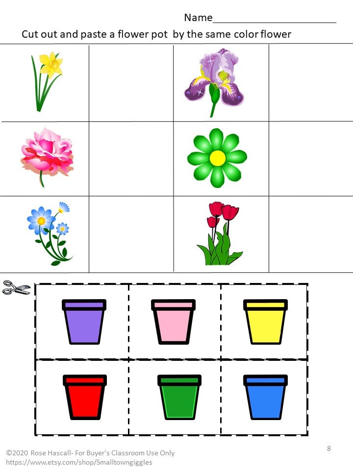 Color Matching, Cut and Paste Activities, Special Education Autism ...