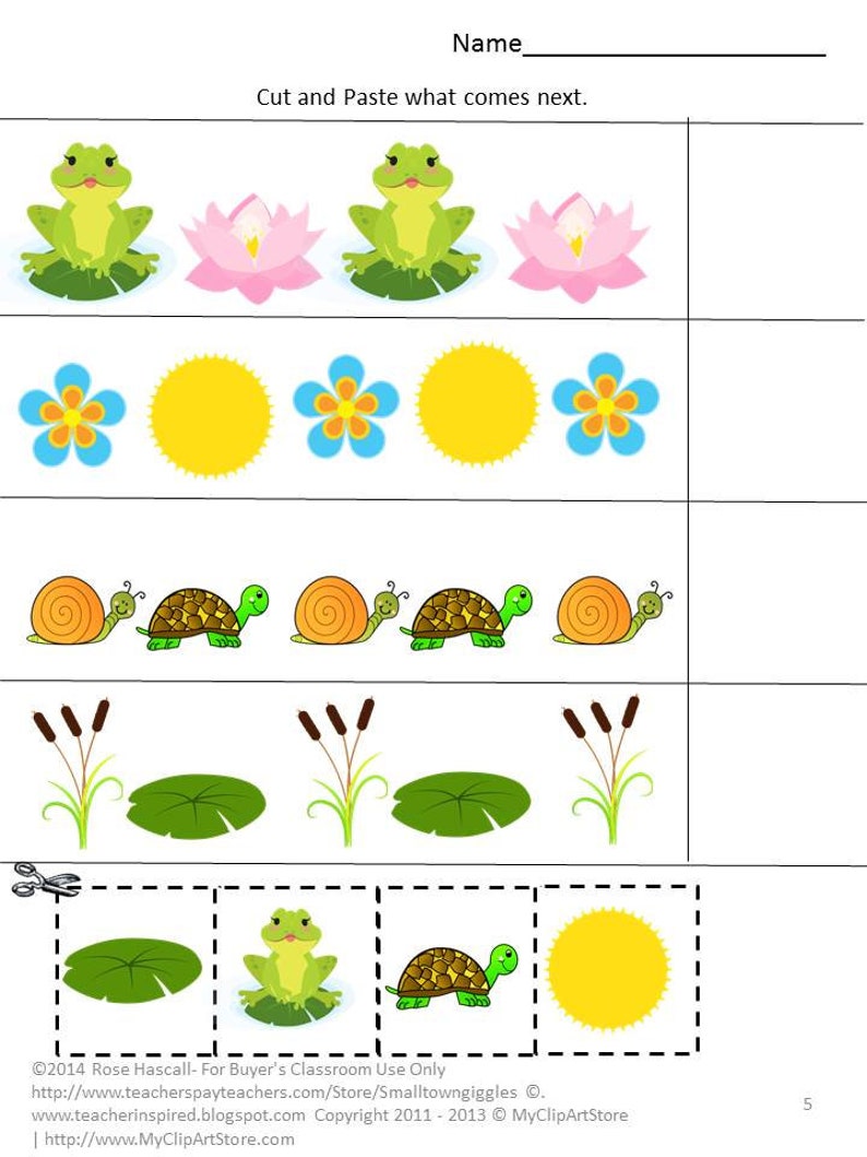 Spring Fun Down at the Pond Cut and Paste Math and Literacy Printable ...