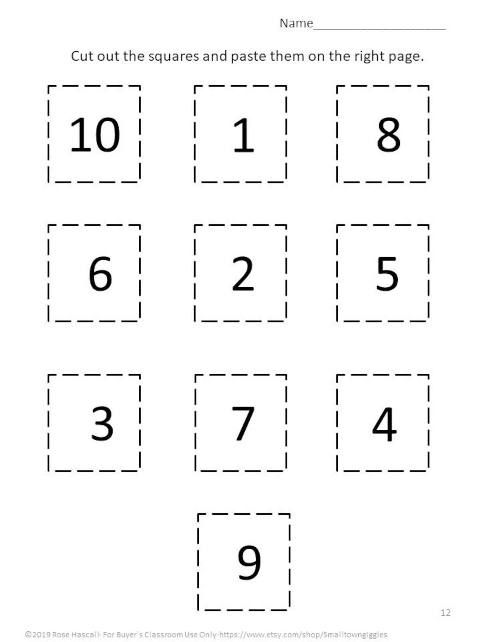 Number Tracing 1-10, Numbers Cut and Paste Worksheets,kindergarten ...