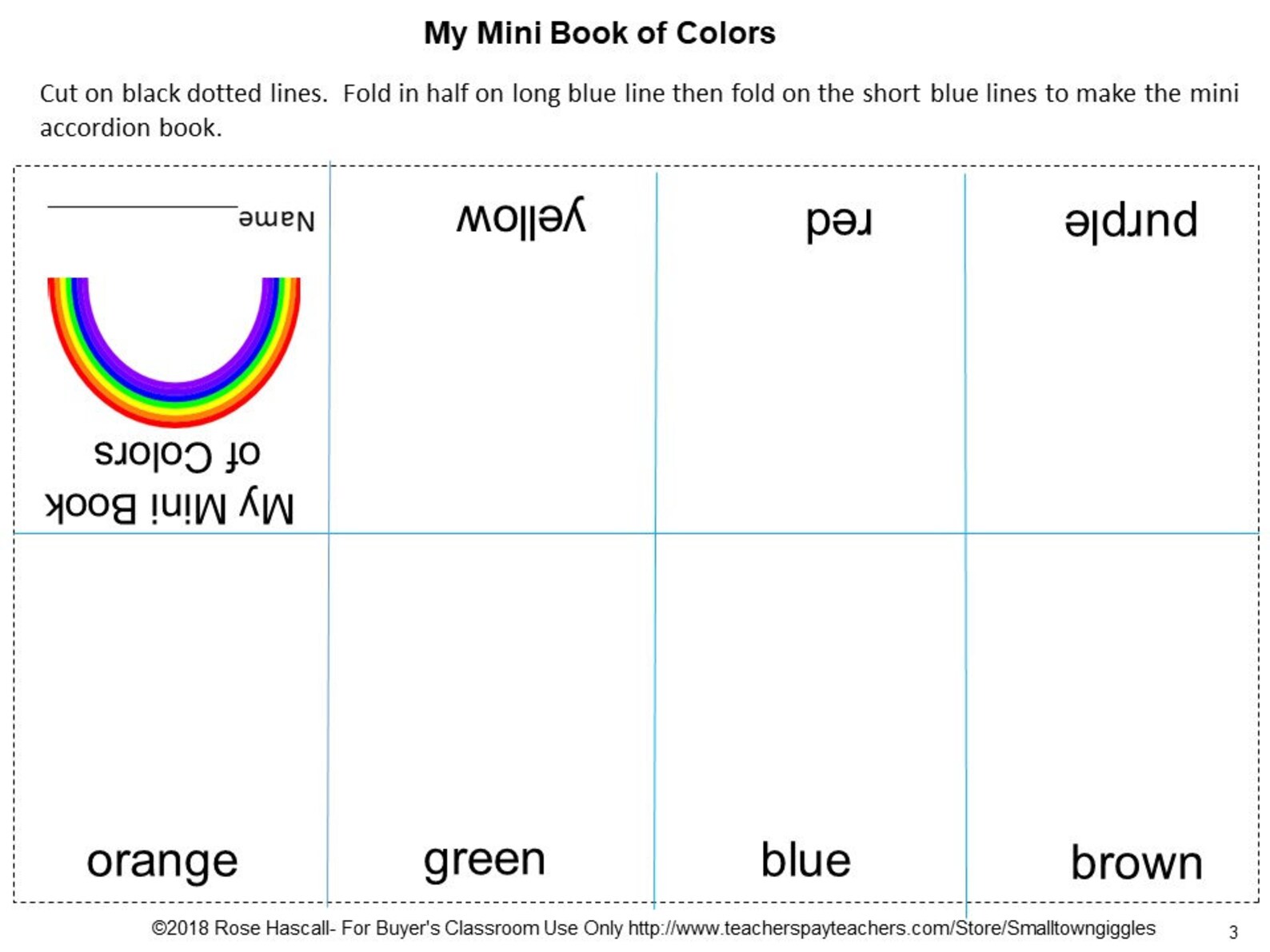 Match the Colors Cut and Paste Mini Accordion Book Set Preschool ...