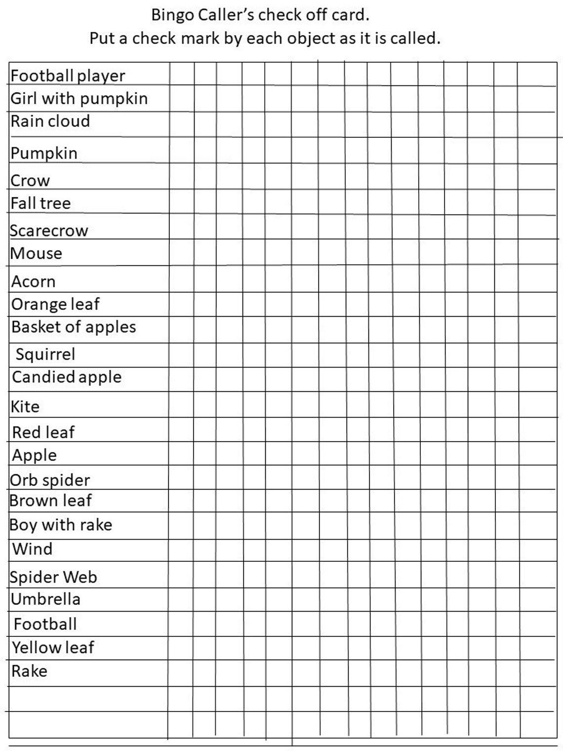 Autumn Fall BINGO Game, Listening Skills + Visual Discrimination ...