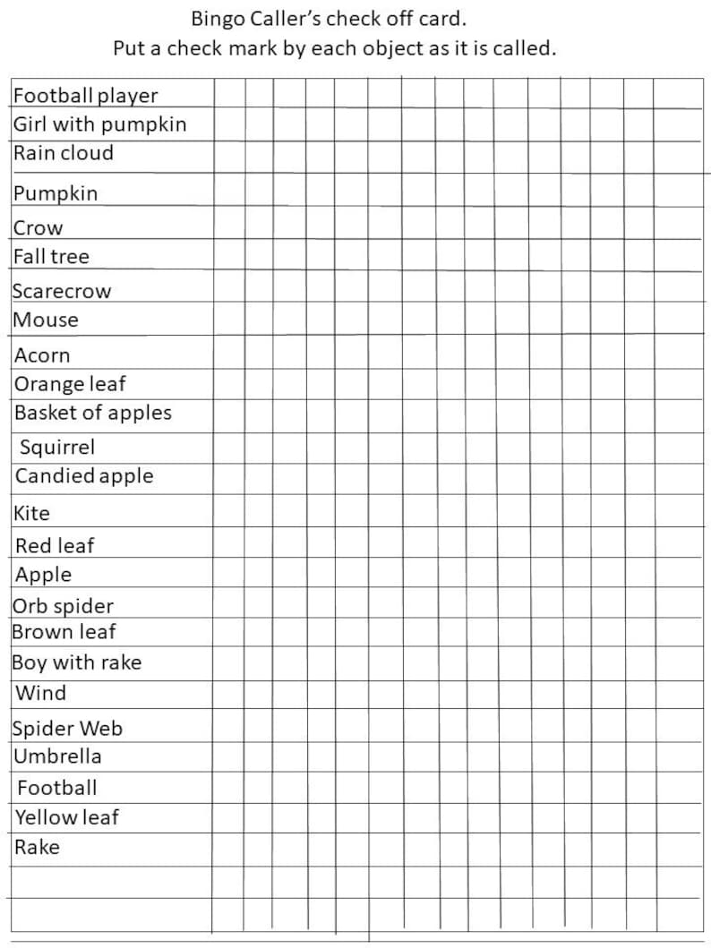 Autumn Fall BINGO Game, Listening Skills + Visual Discrimination ...