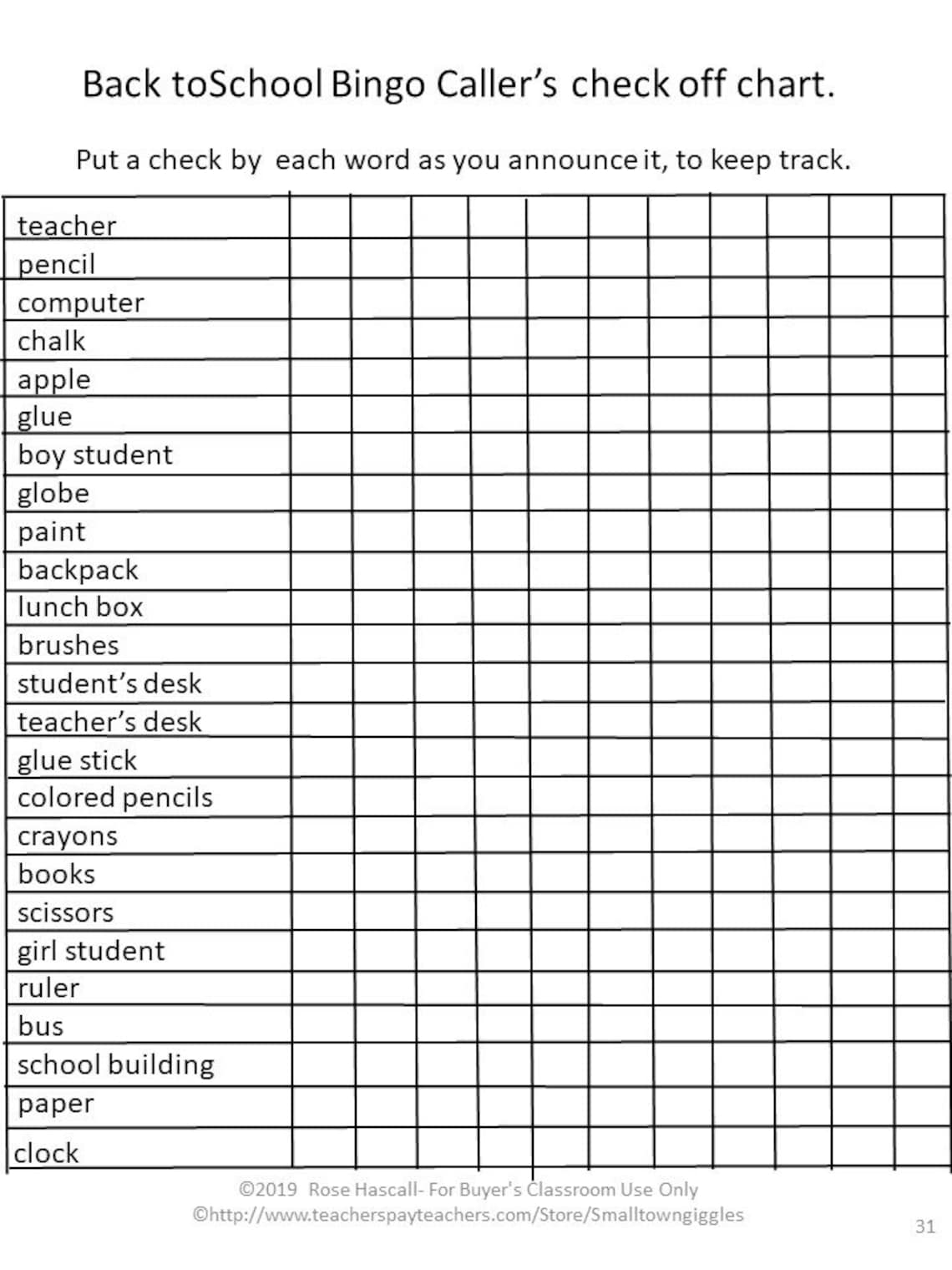 Back to School Bingo Game for Beginning of the Year Activities ...