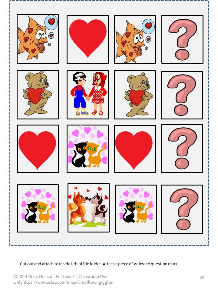 Preschool File Folder, Valentine Activities,special Education ...