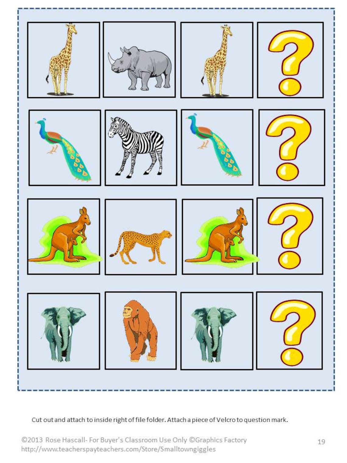 Zoo File Folder Games Fine Motor Skills Color Matching Letter Matching ...