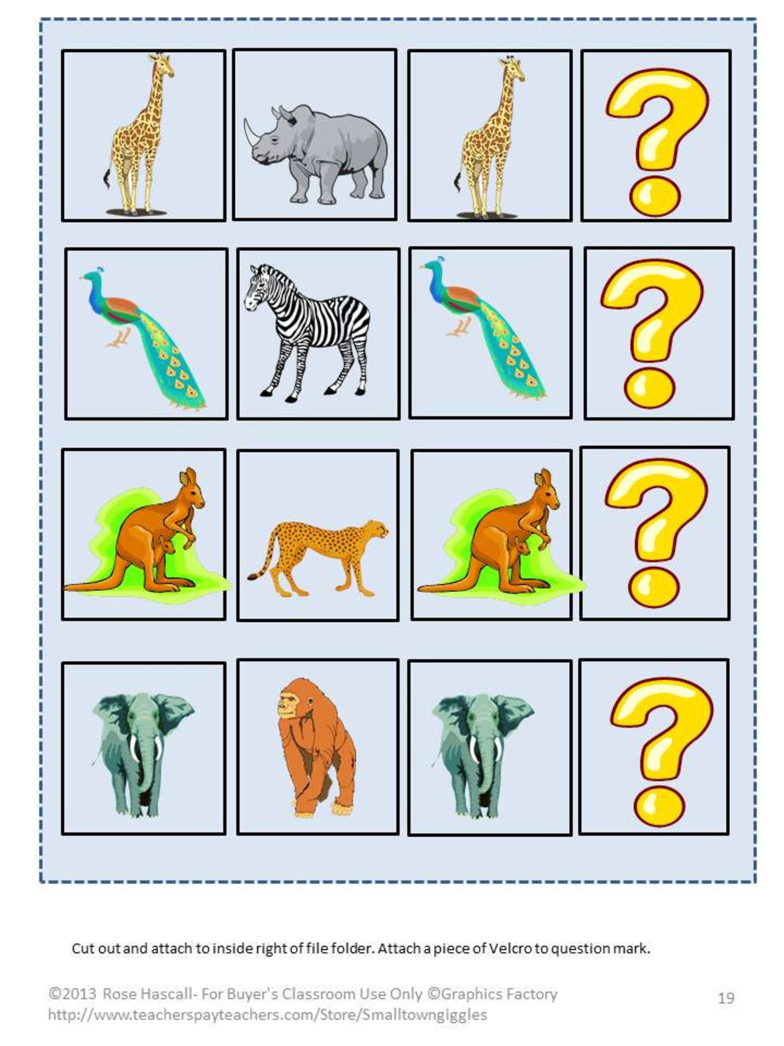 Zoo File Folder Games Fine Motor Skills Color Matching Letter Matching ...