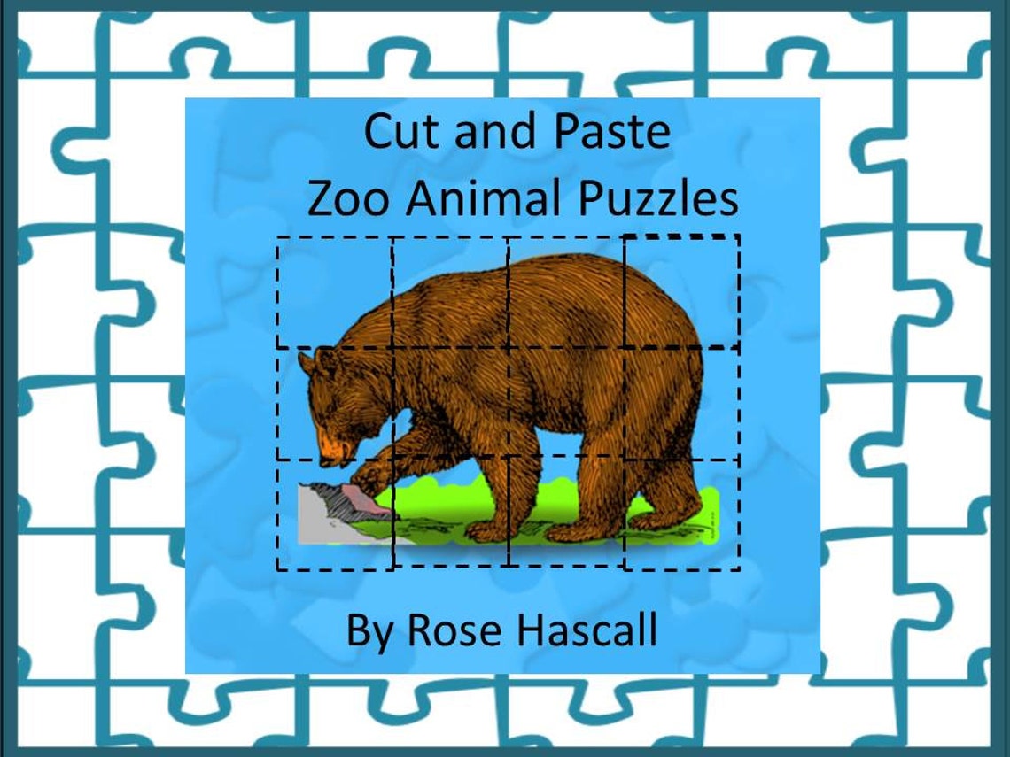 Zoo Animal Puzzles, Cut and Paste, Cut and Paste Puzzles, Printables ...