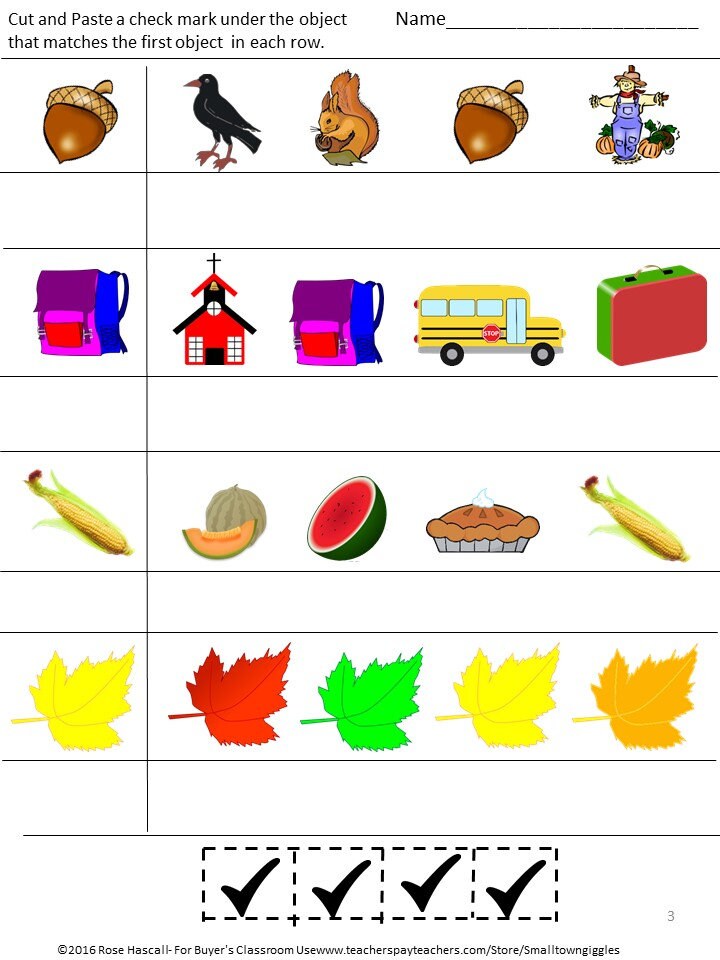 Fall Activities Sorting Printable Special Education Math Fine Motor ...