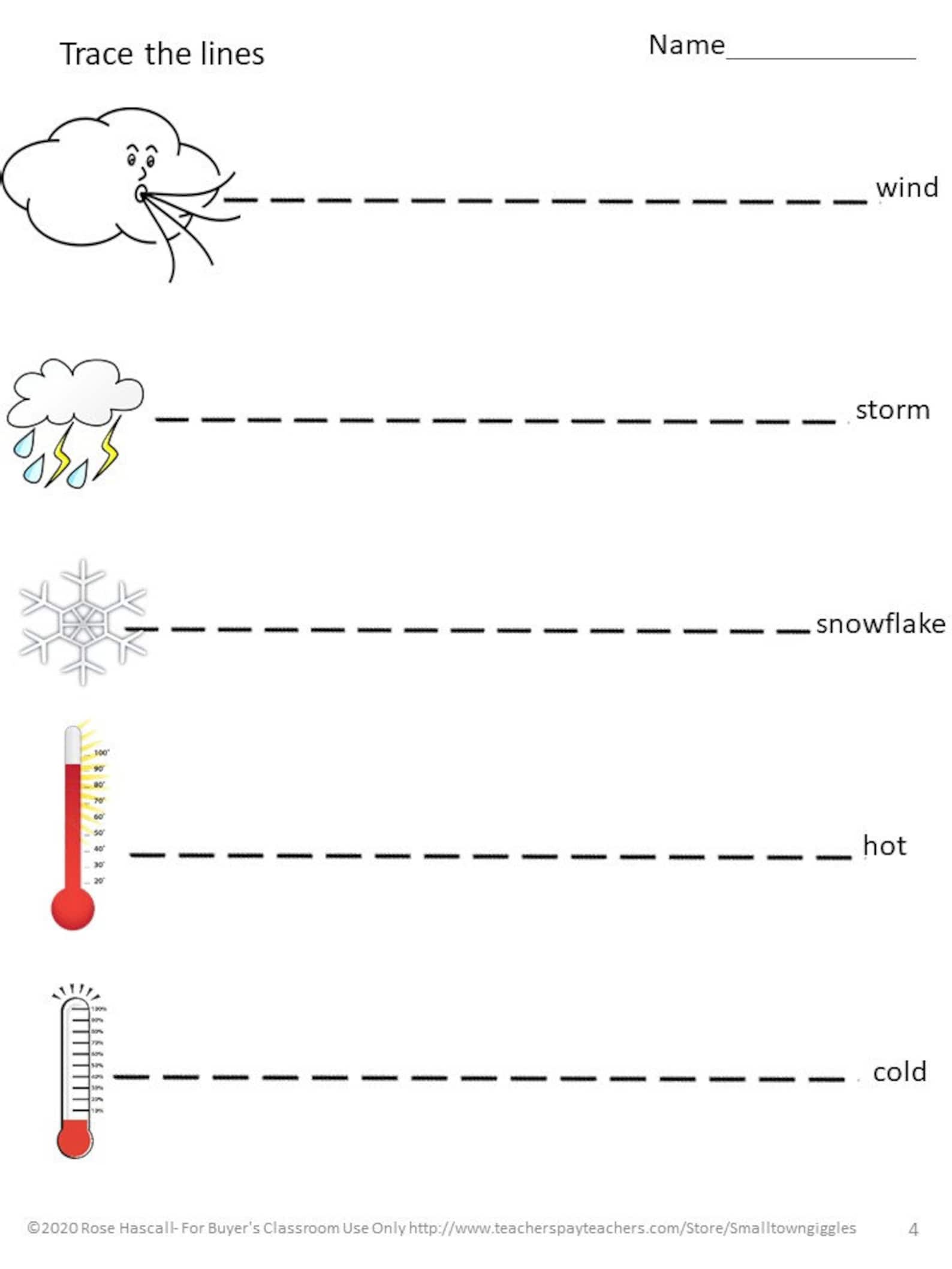 Weather Tracing Activities Long Distance Learning Fine Motor Skills PK ...