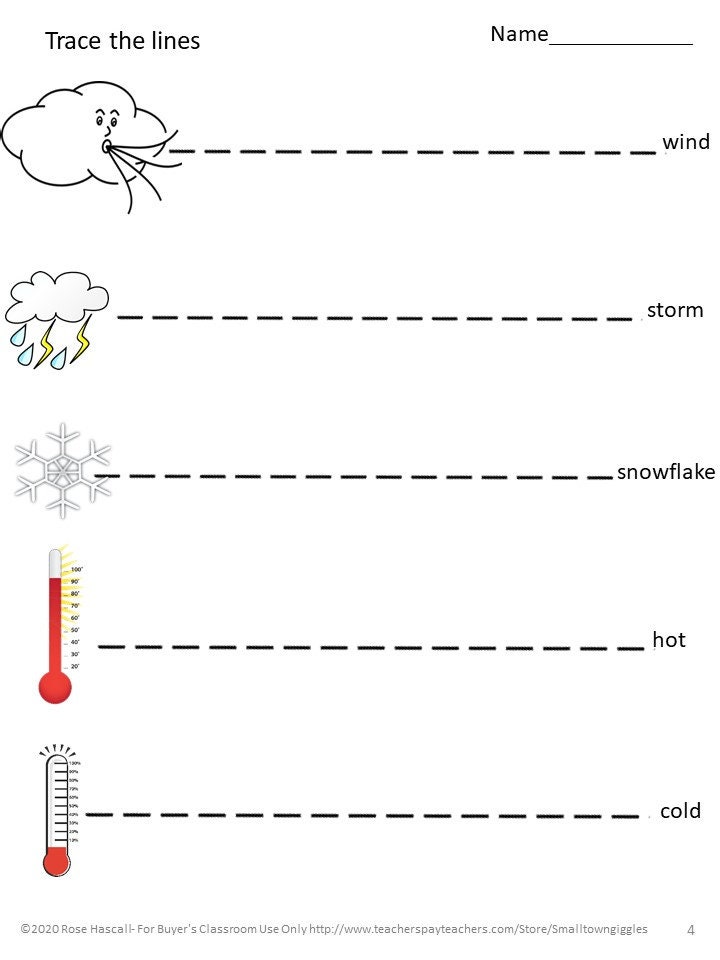 Weather Tracing Activities Long Distance Learning Fine Motor Skills PK ...