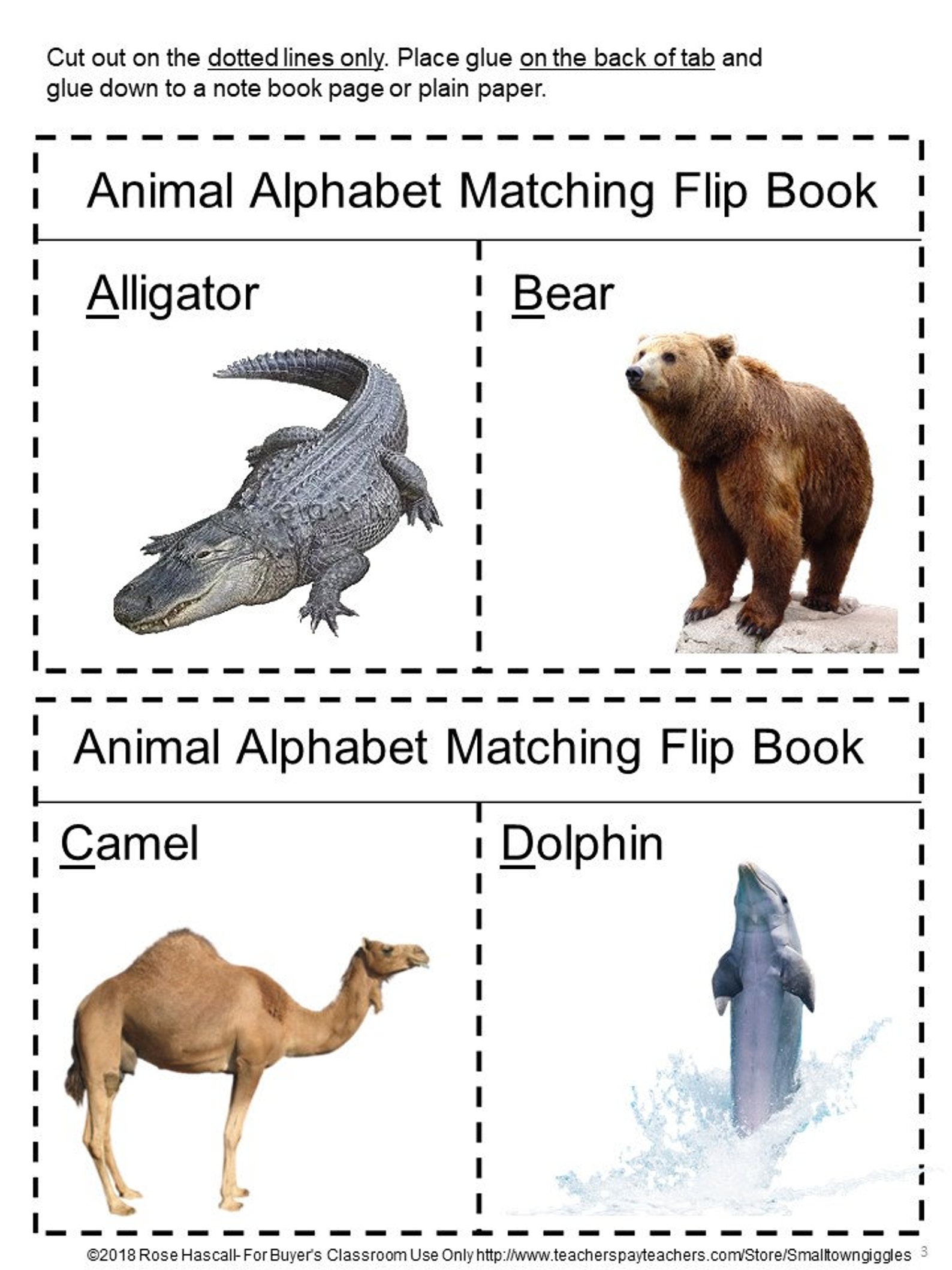 Zoo Animal Alphabet Uppercase Lowercaseletter Matching Cut and Paste ...