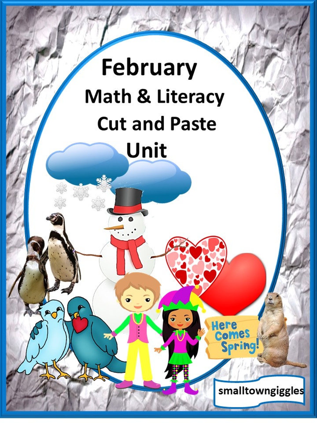 February Math and Literacy Cut and Paste Unit Preschool, Kindergarten ...