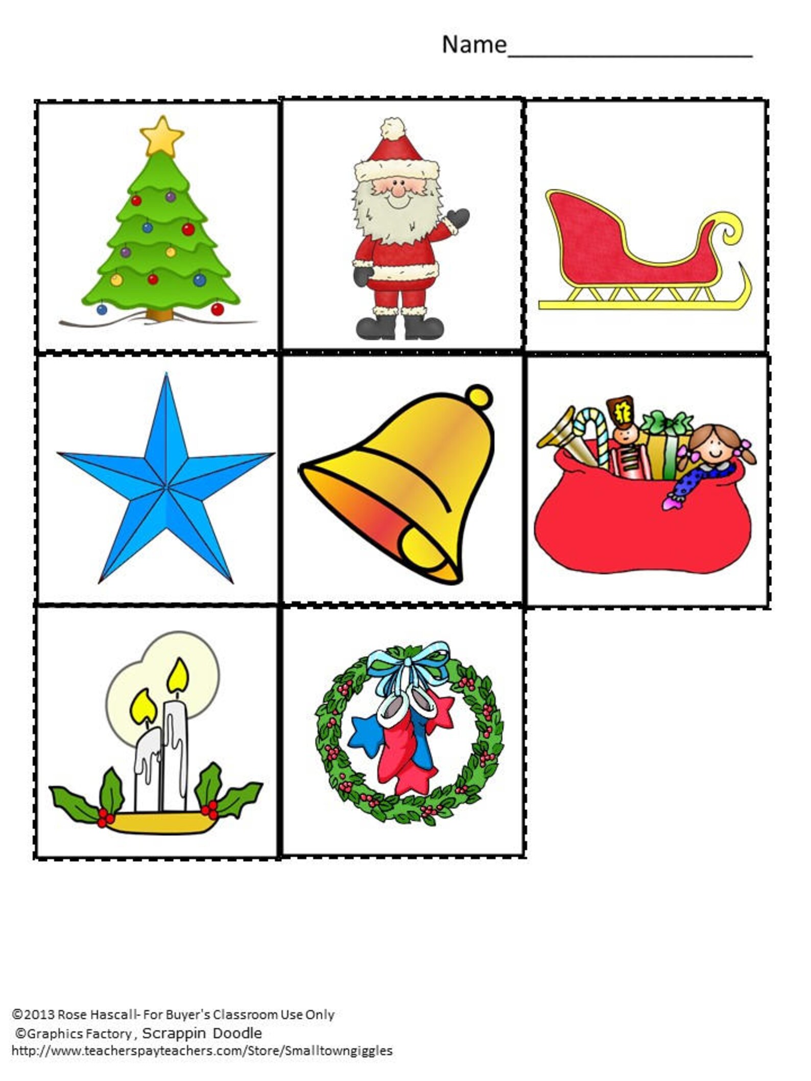 Christmas Cut and Paste Coloring Pages Fine Motor Skills, Preschool ...