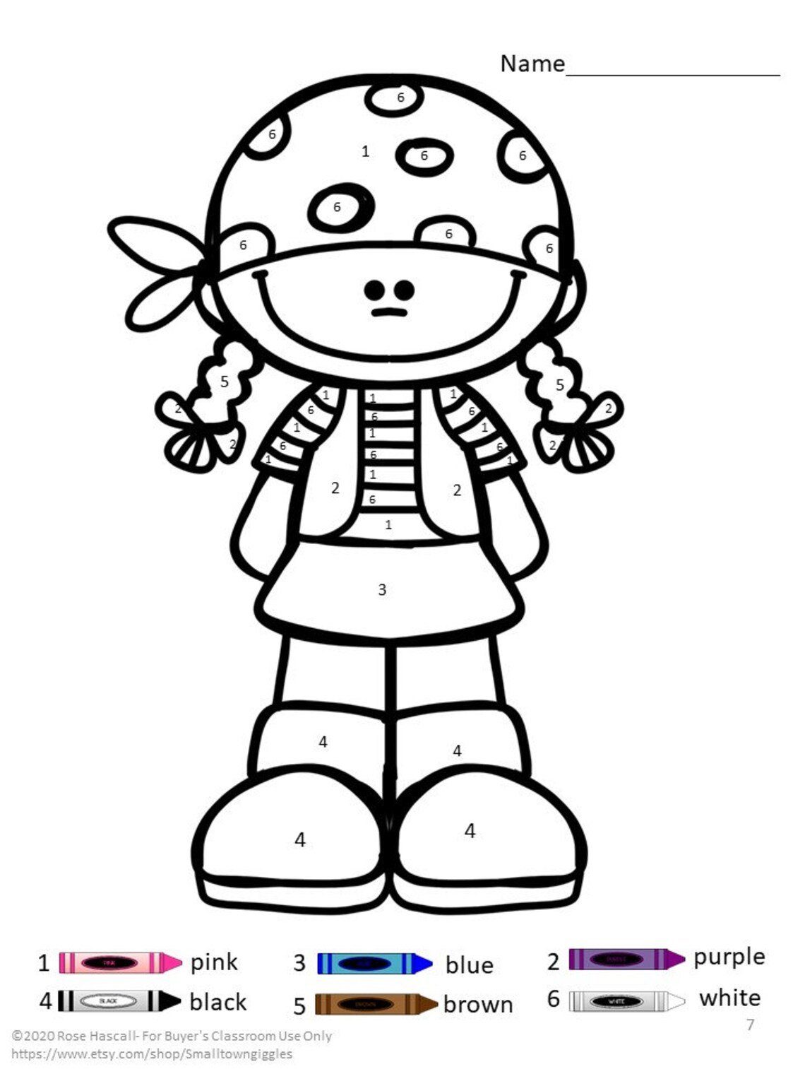 Pirate Color by Number Coloring Pages, Digital Download,early Childhood ...