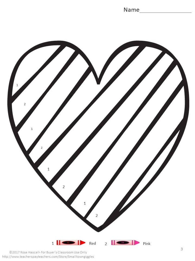 Valentine's Day Color by Number, Coloring Pages, Fine Motor Skill ...