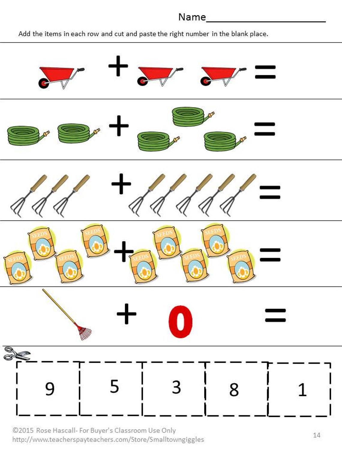 Planting a Vegetable Garden Math Literacy Cut Paste Packet P-K, K ...