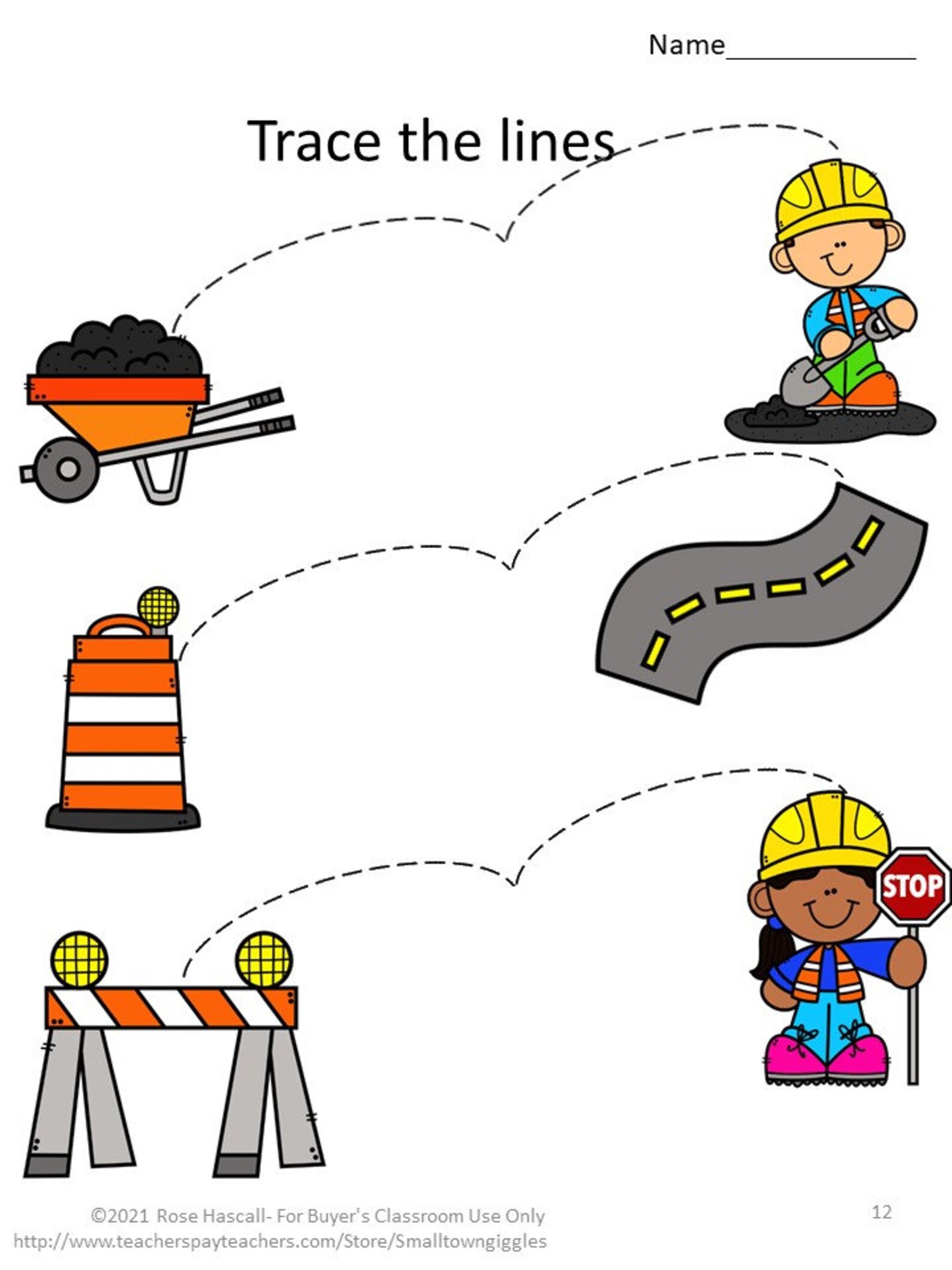 Road Construction Tracing Activities, Fine Motor Skills, Pre-k ...