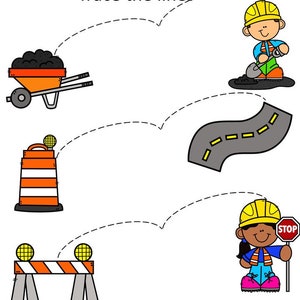 Road Construction Tracing Activities, Fine Motor Skills, Pre-k ...