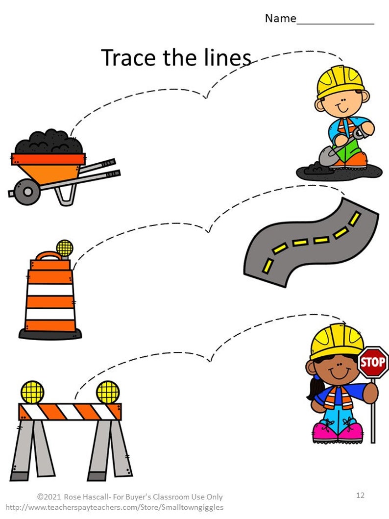 Road Construction Tracing Activities, Fine Motor Skills, Pre-k ...