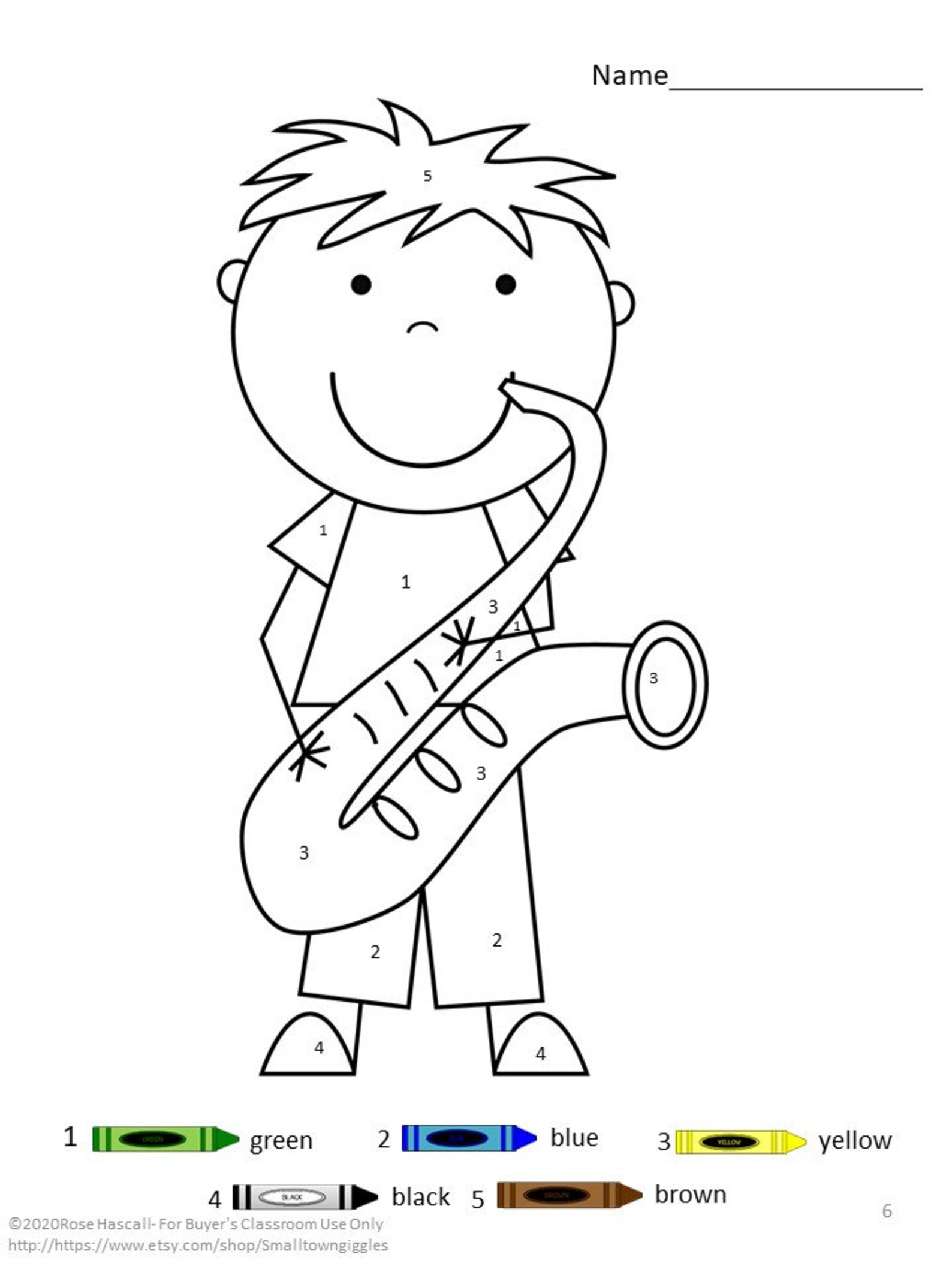 Music Color by Number, Color by Code, Early Childhood, Digital Down ...