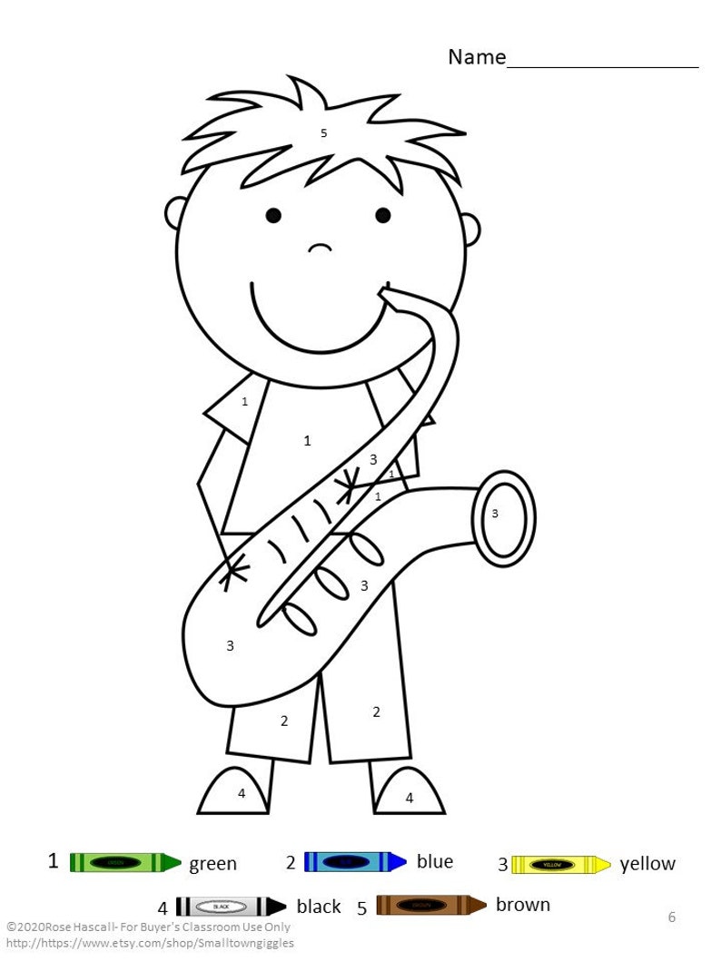 Music Color by Number, Color by Code, Early Childhood, Digital Down ...