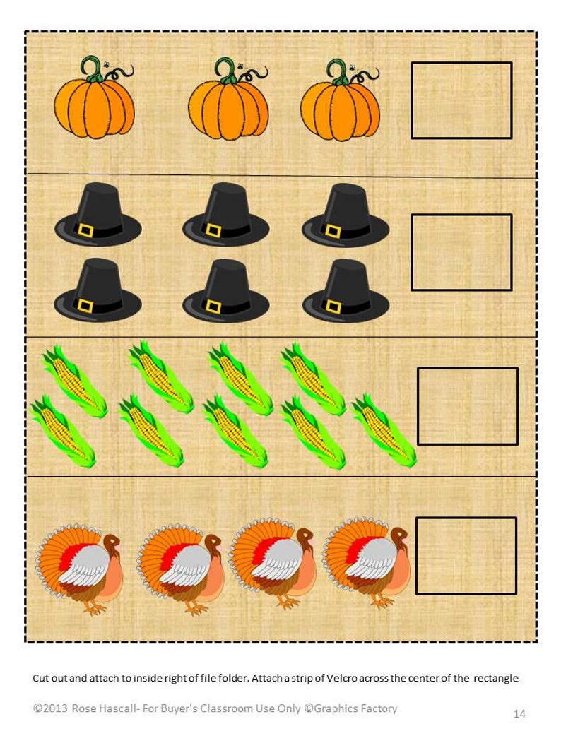 Autumn -thanksgiving Time File Folder Games PK, K, Special Education ...