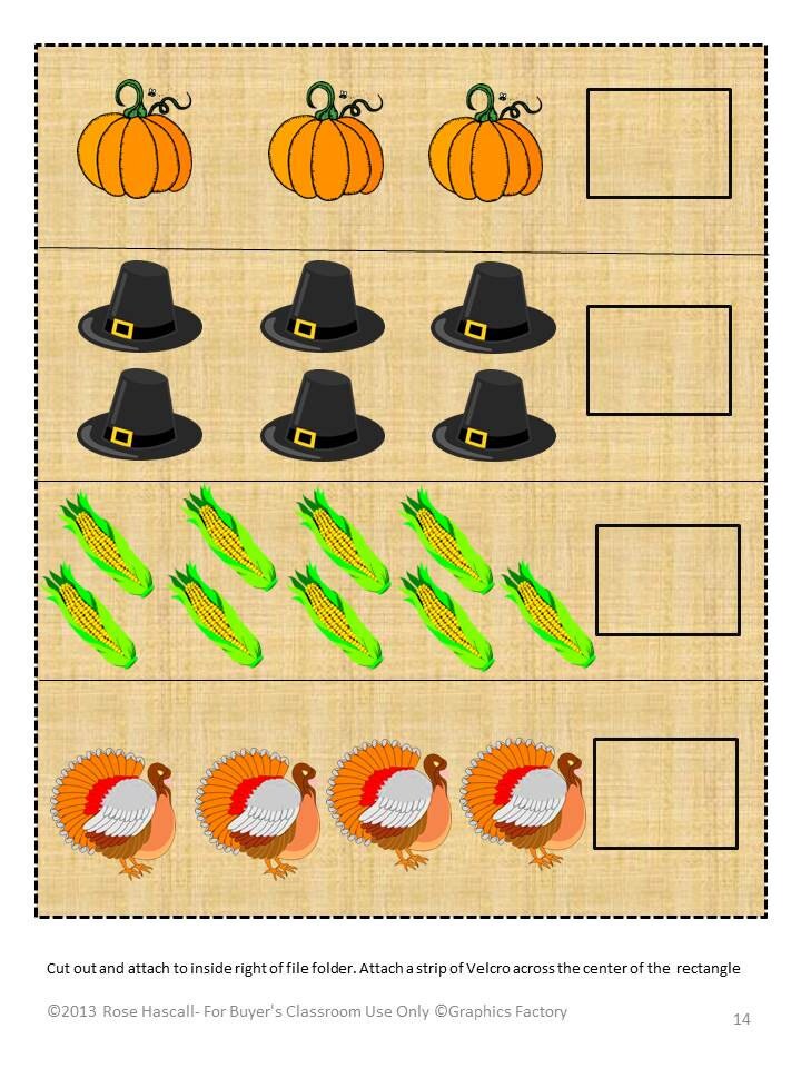 Autumn -thanksgiving Time File Folder Games PK, K, Special Education ...