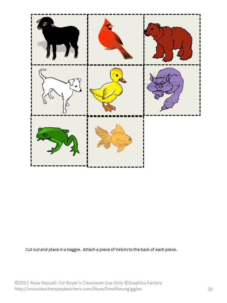 Brown Bear Brown Bear File Folder Games Math and Literacy Preschool ...