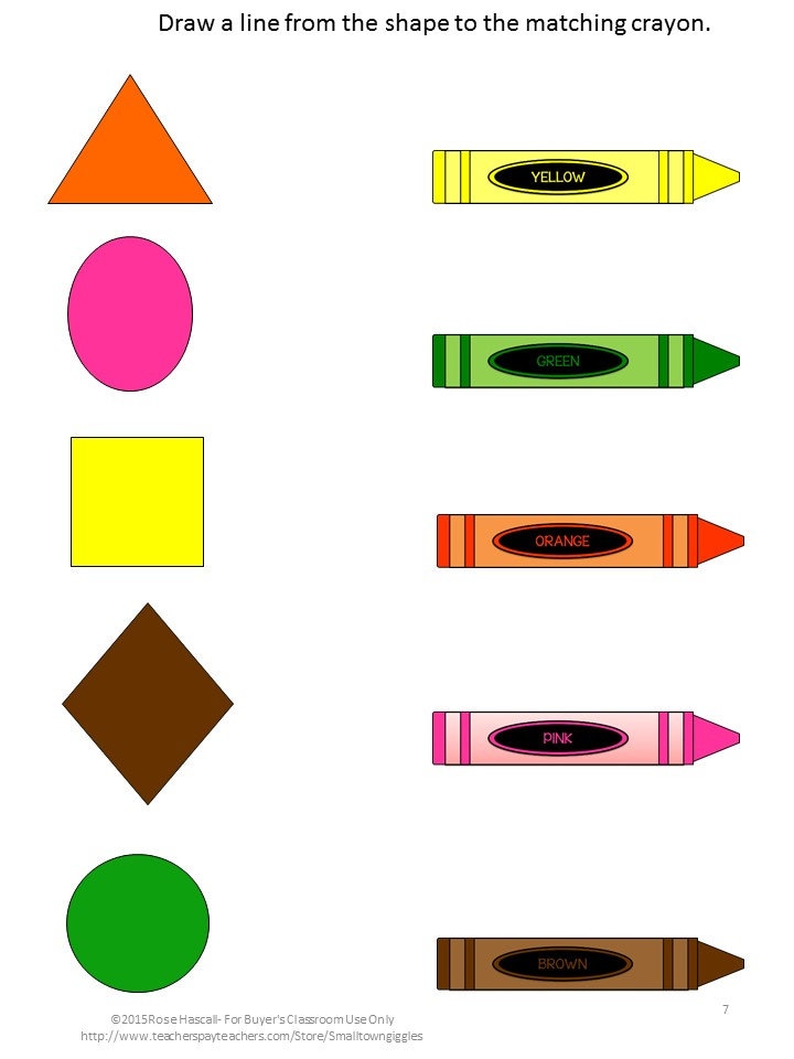 Shapes Matching Color Recognition P-K, K, Autism Activities Special ...