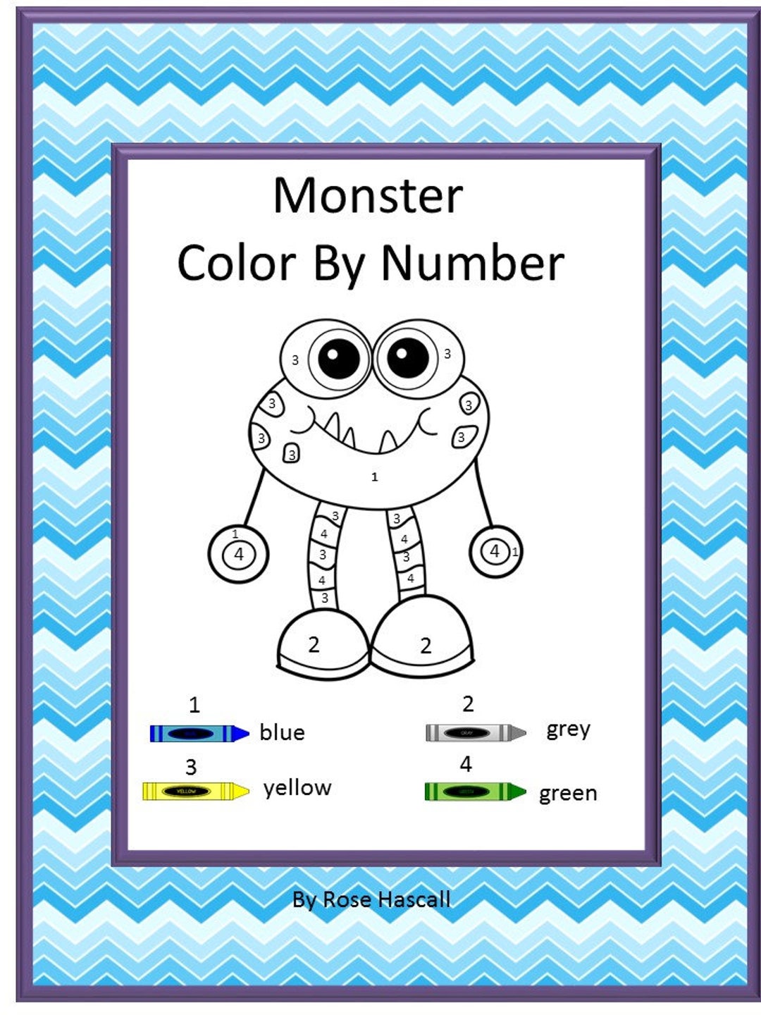Monster Color by Number, Color Recognition, Number Recognition, Fine ...