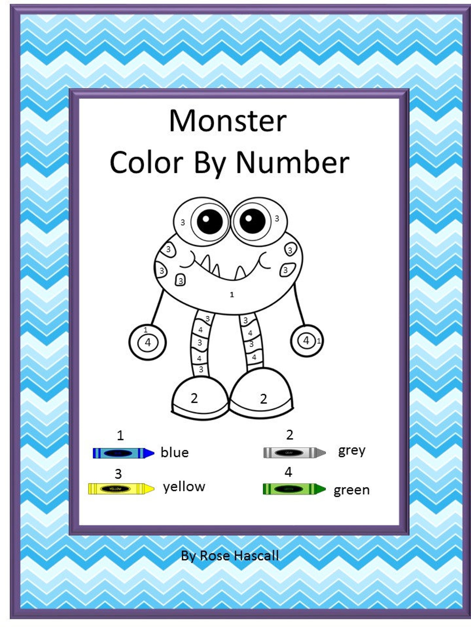 Monster Color by Number, Color Recognition, Number Recognition, Fine ...