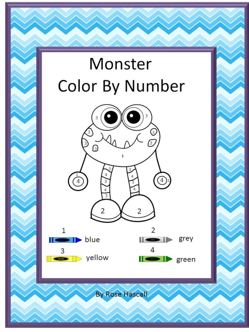 Monster Color by Number, Color Recognition, Number Recognition, Fine ...