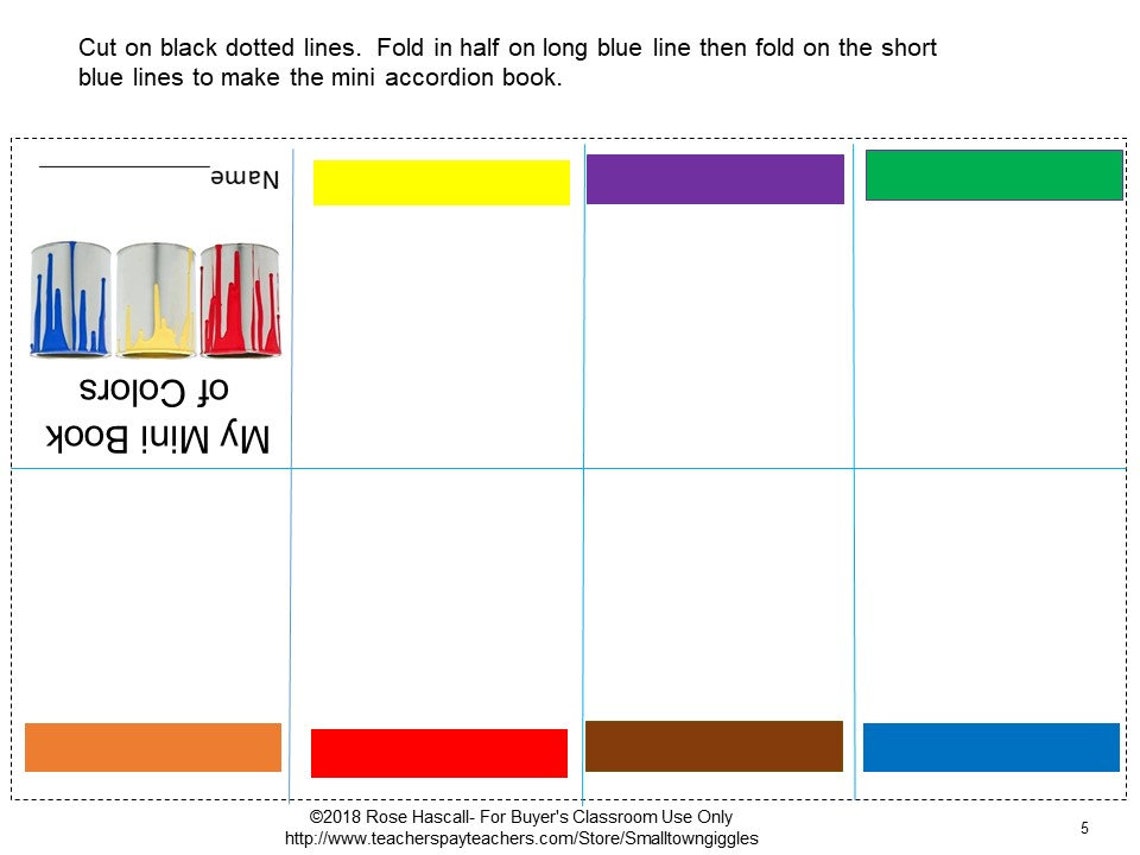 Match the Colors Cut and Paste Mini Accordion Book Set Preschool ...
